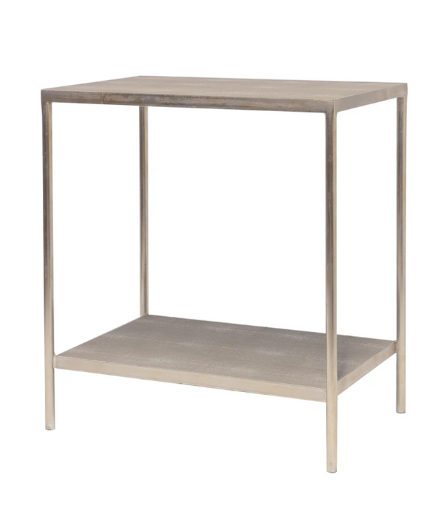 CLARENCE Side Table w/Shelf - Taupe Shagreen – Grace-greytown